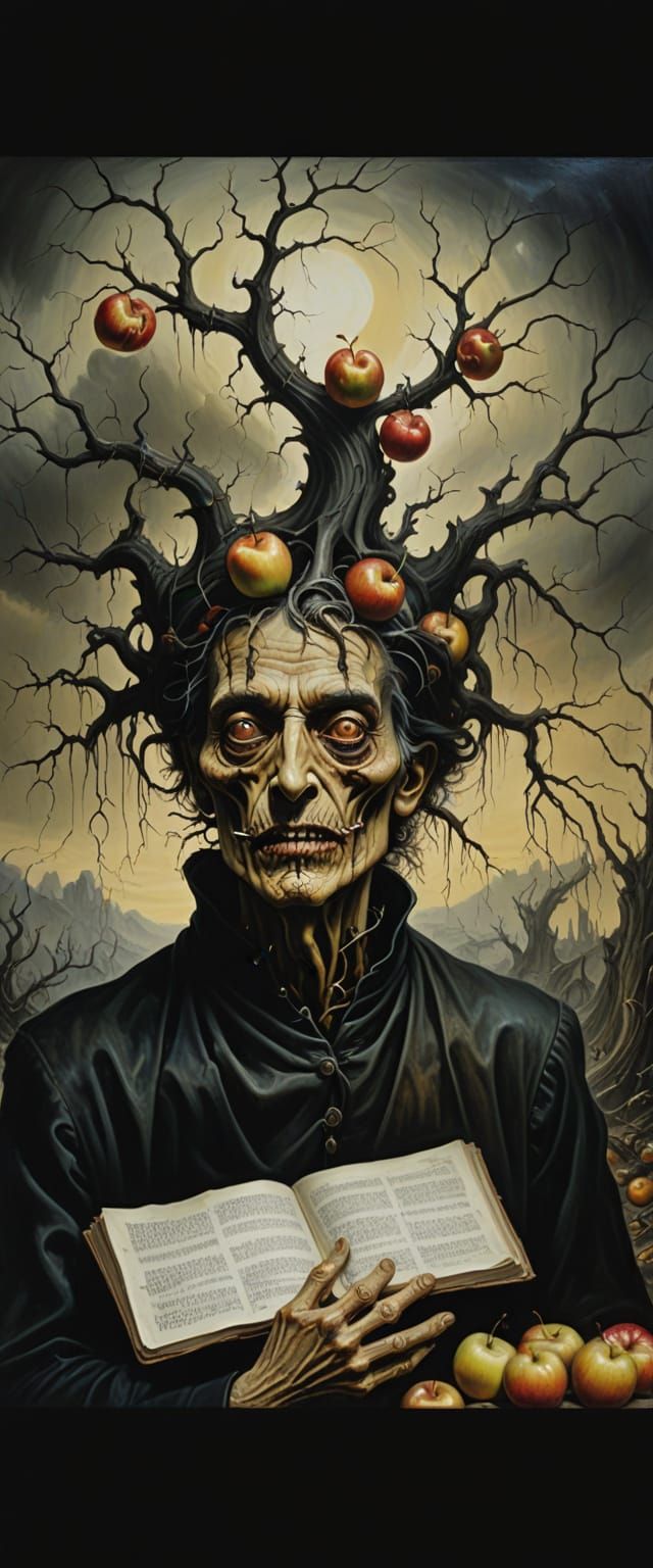 Psychotic Tree, tree with mouth, tree with eyes, detailed painting, oil ...