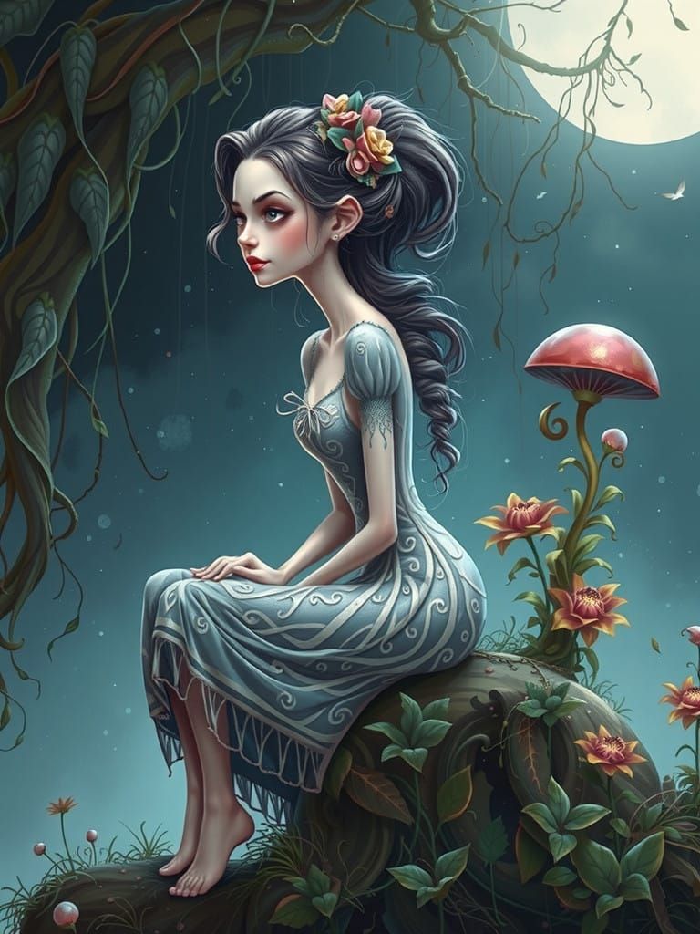 side view from top to bottom, slightly turned head. Cartoon style ...