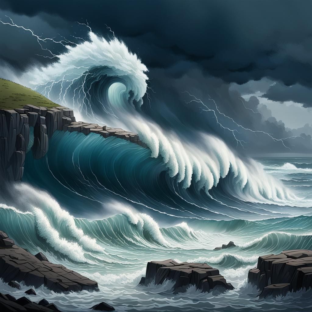 the storm raging all night split the ocean in two, and the people set ...