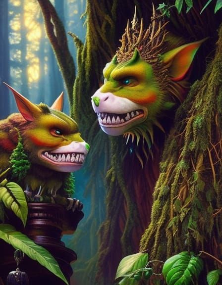 A Insanely detailed fantastical and whimsical painting of Goblins in a ...