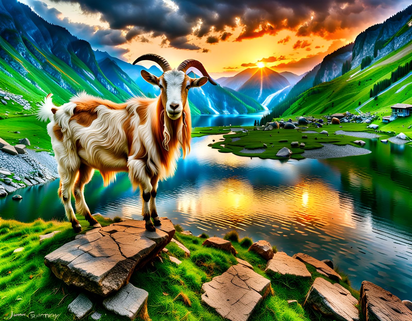The proud goat on the rock - AI Generated Artwork - NightCafe Creator