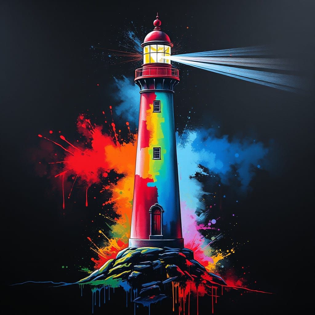 Splashed Lighthouse - Lighthouse Gradient in Vibrant Colors