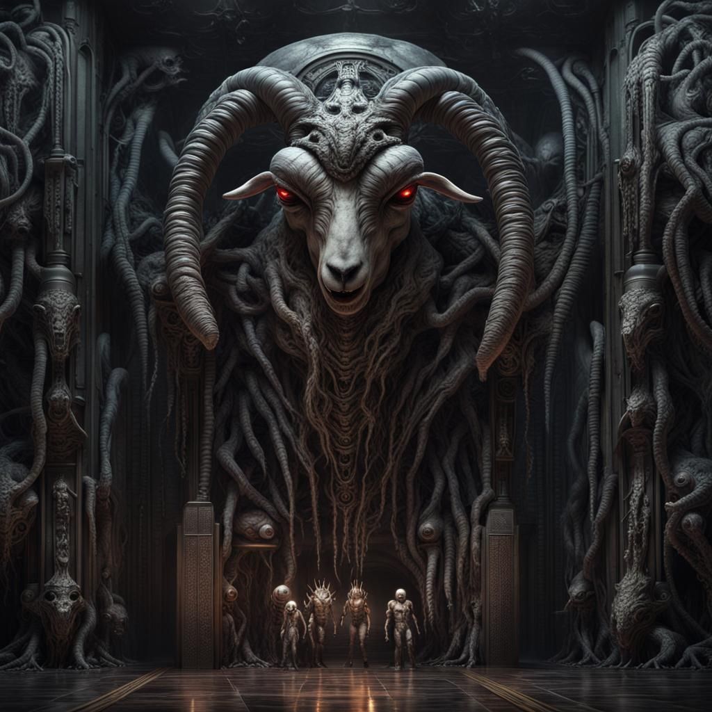 Evil sheep in h.c. Giger style - AI Generated Artwork - NightCafe Creator