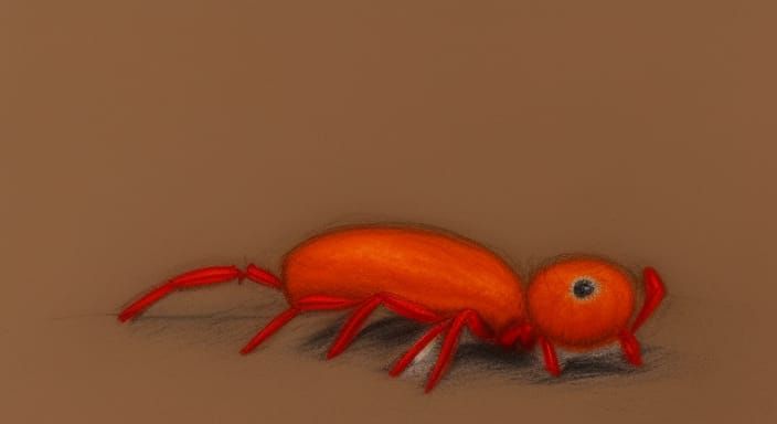 Orange-red Collembola (Springtail) with Eyes - AI Generated Artwork ...