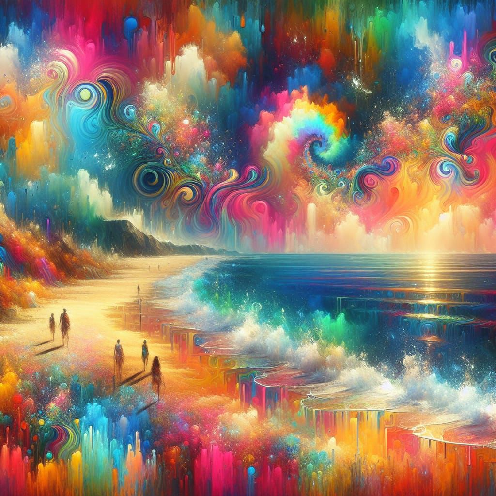 A colorful psychedelic beach - AI Generated Artwork - NightCafe Creator