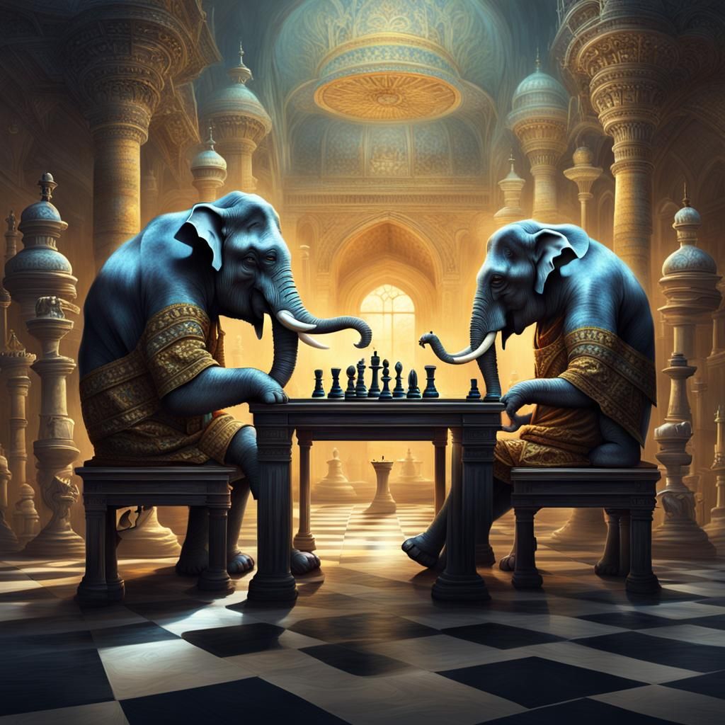 Elephants playing chess - AI Generated Artwork - NightCafe Creator