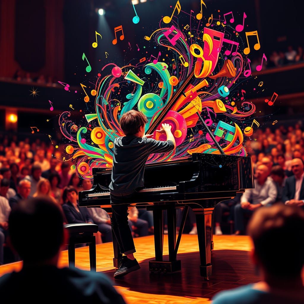 goated piano player - Ethereal Piano Concert in Vibrant Sple...