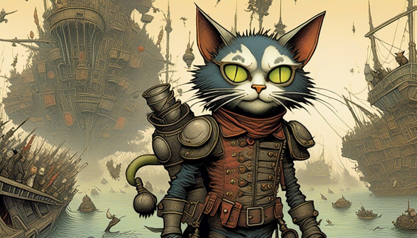 (The armed mercenary cat:1.5) (enters spaceship)/ (by Gris Grimly/Tim ...