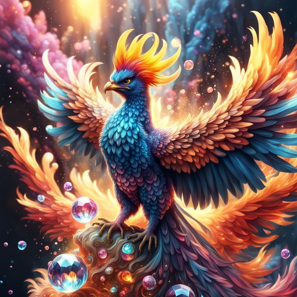 Fluffy Crystal Phoenix - AI Generated Artwork - NightCafe Creator