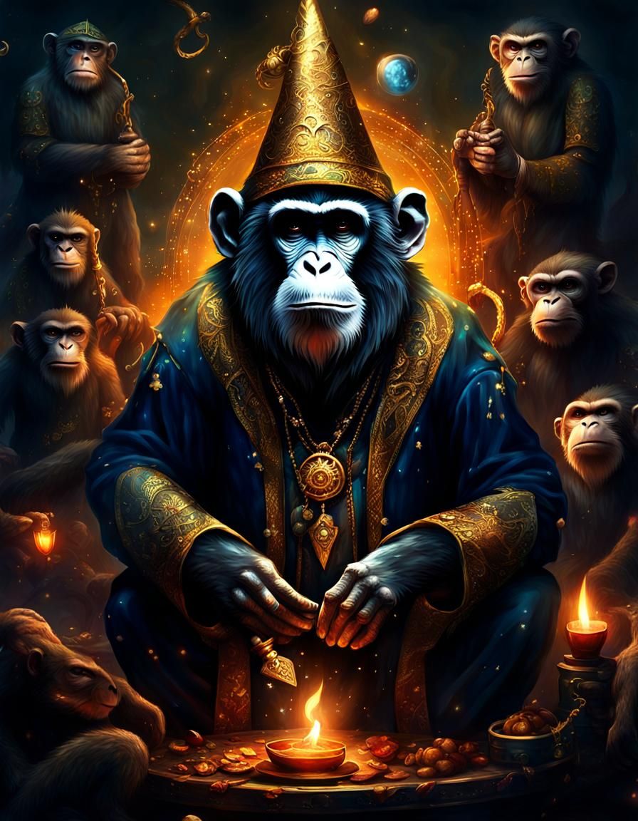 Revolution of the Mind; Wizard Monkey Awakening - AI Generated Artwork ...