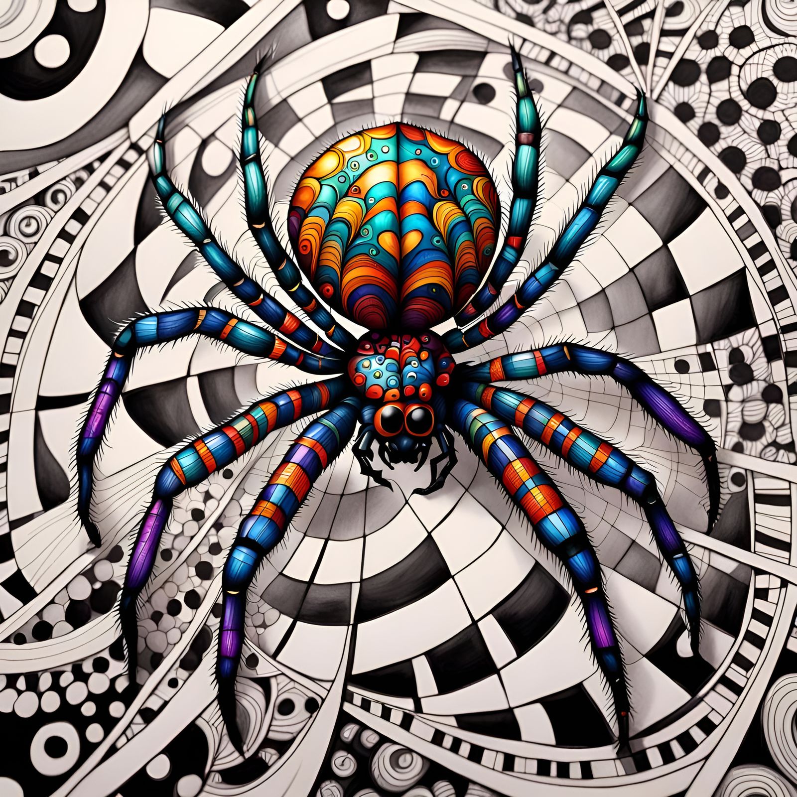 Psychedelic Spider (3) - AI Generated Artwork - NightCafe Creator