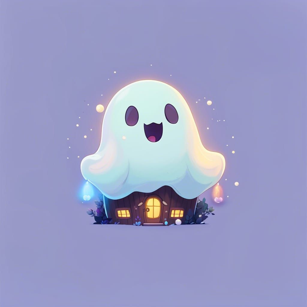 Cute round ghost - AI Generated Artwork - NightCafe Creator