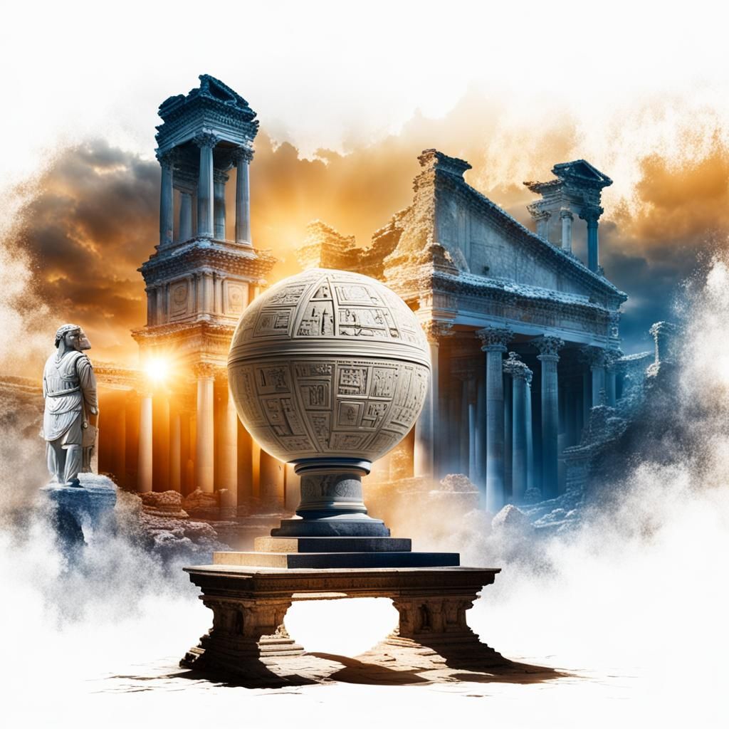 a magnificent ivory sphere built by ancient Roman architect with Roman ...
