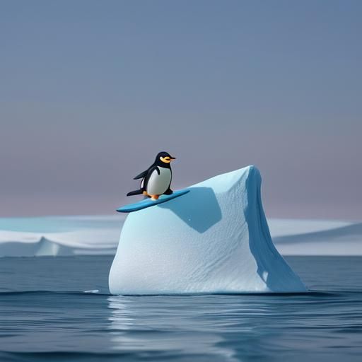 Surfing Pinguin - AI Generated Artwork - NightCafe Creator