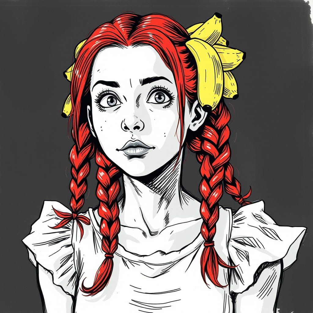 Pippi Langstrumpf in Comic Book Horror Style - AI Art