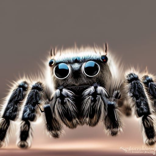Fluffy jumping spider - AI Generated Artwork - NightCafe Creator