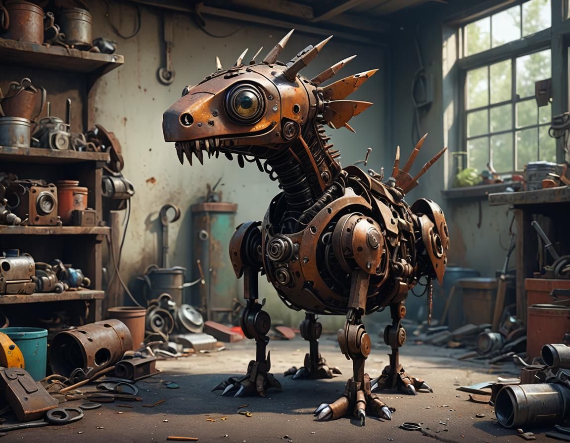 Scrap metal creature 2 - AI Generated Artwork - NightCafe Creator