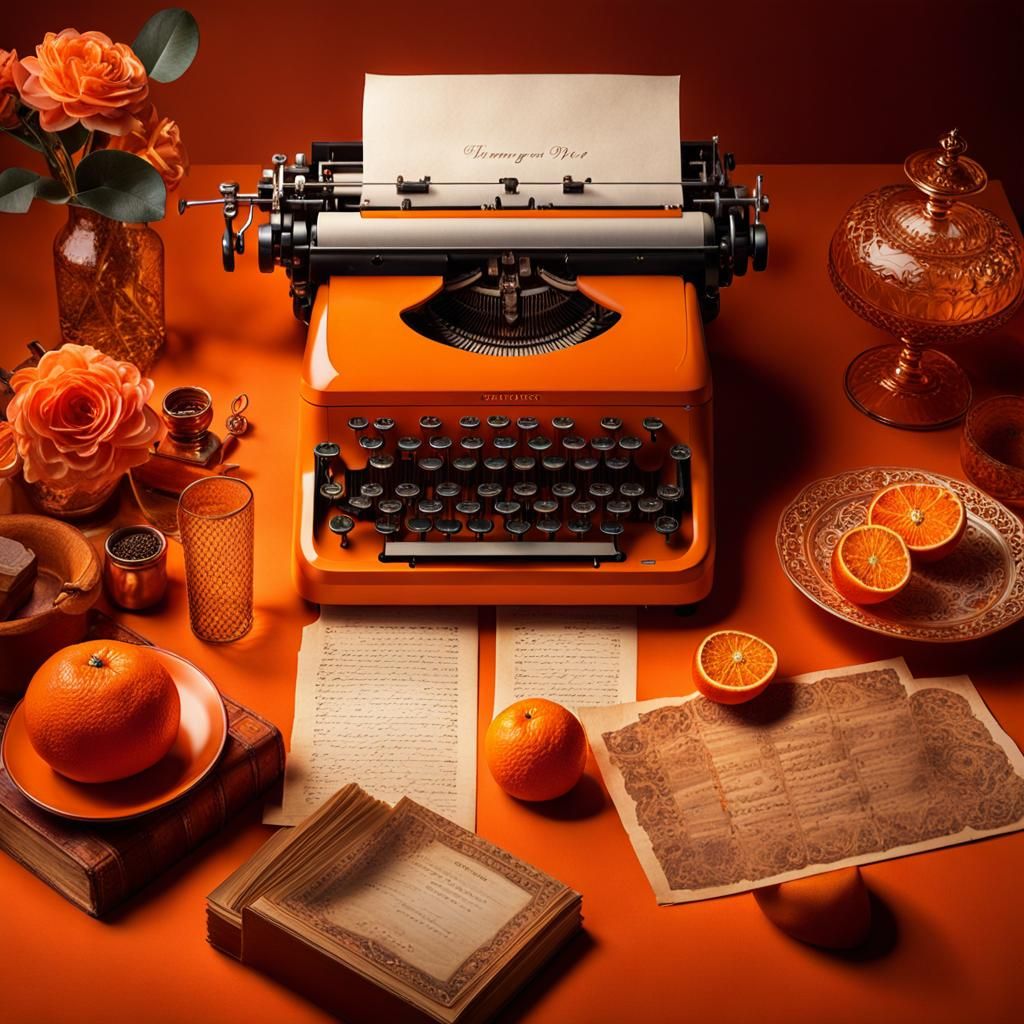 Orange typewriter - AI Generated Artwork - NightCafe Creator