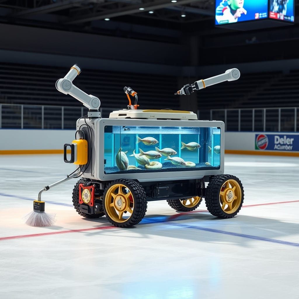 Robotic Ice Sweeper as Futuristic Aquarium - AI Art