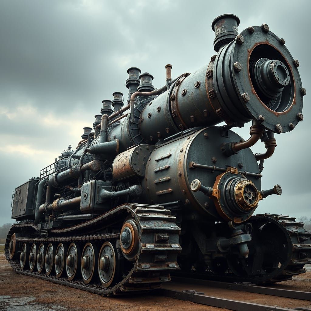 Colossal Steam-Powered War Machine with Industrial... - AI Art