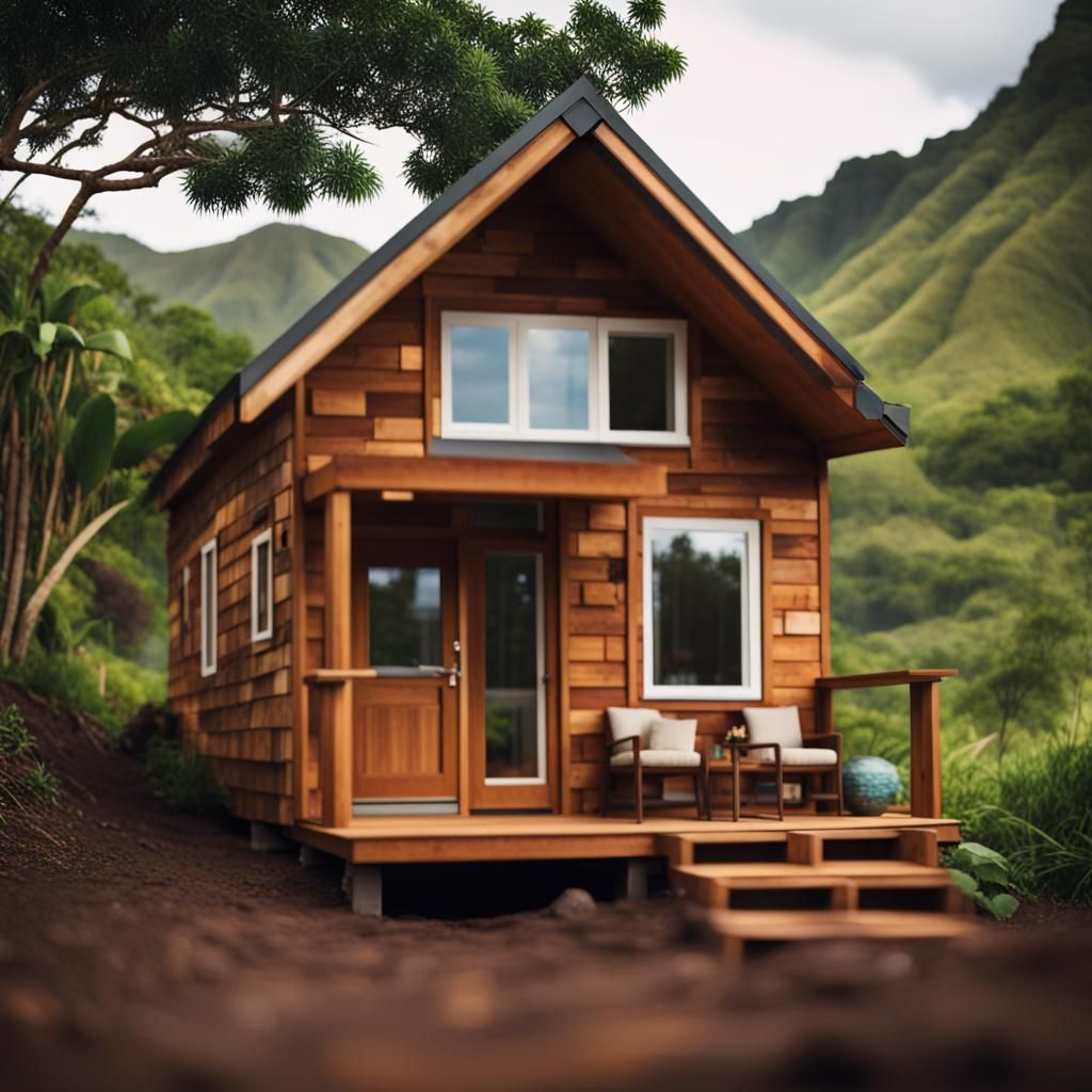 4k 120 fps tiny house cabin style on a hill in Hawaii with detail on ...