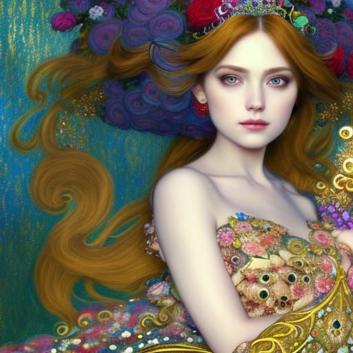 Beautiful princess, with rosen crown, intricate, highly detailed ...