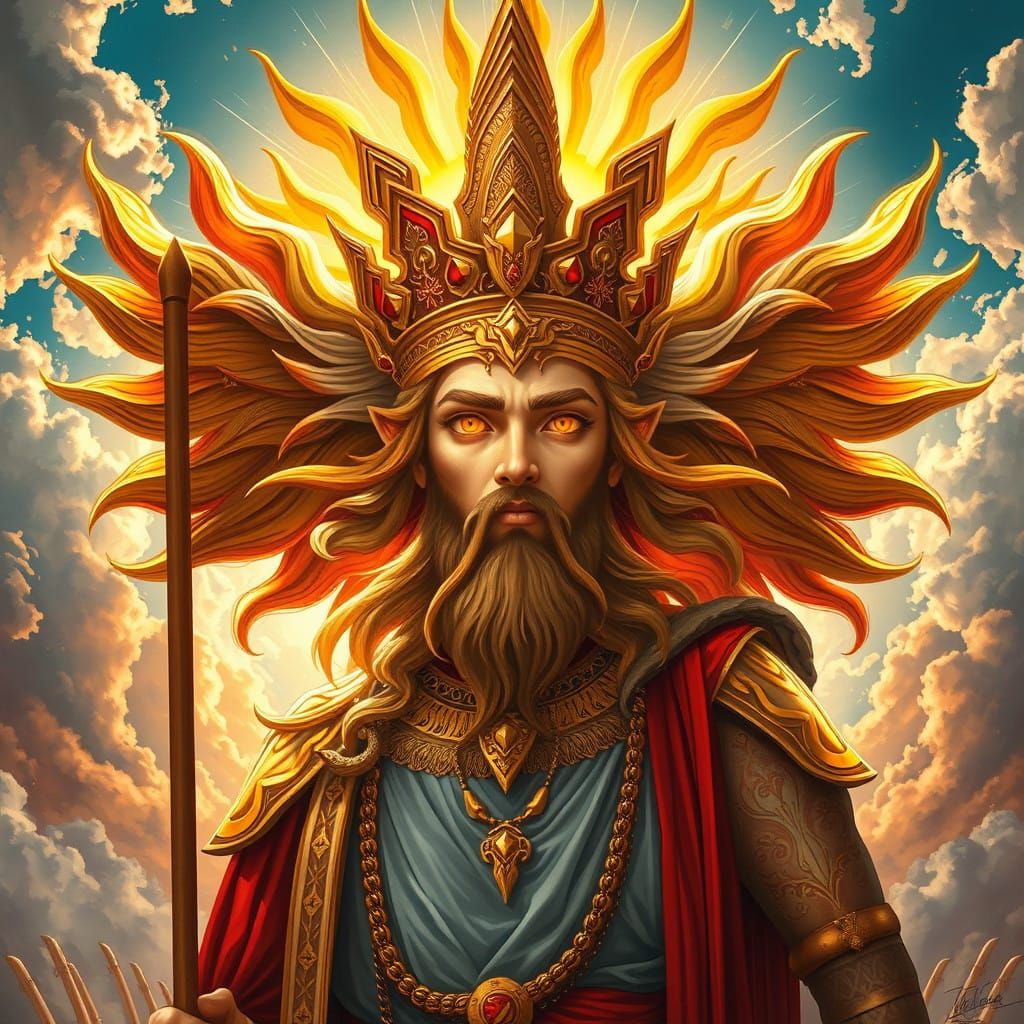 Hyper Realistic Painting of Mithra in Solar Regali... - AI Art