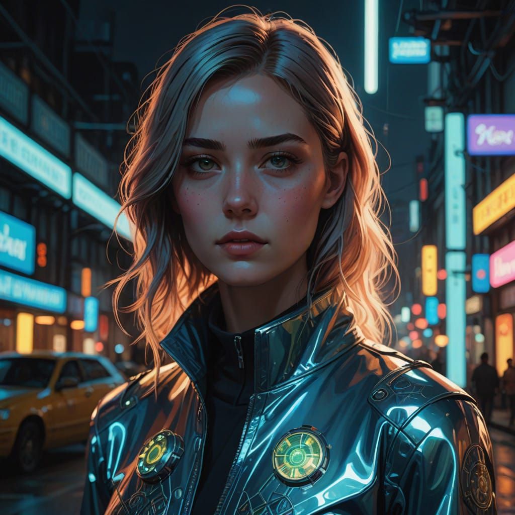 Ethereal Goddess in Futuristic Attire, Shot in Cin... - AI Art