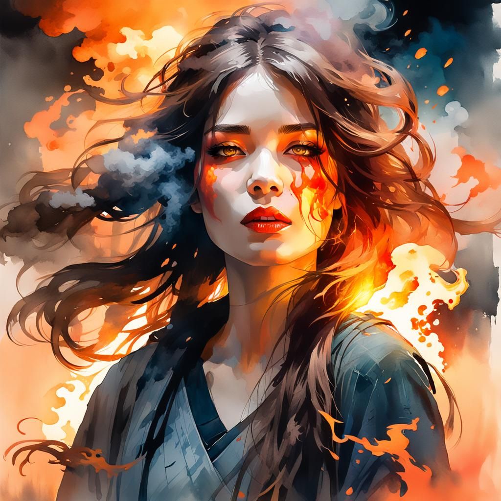 Lady in Fire - AI Generated Artwork - NightCafe Creator