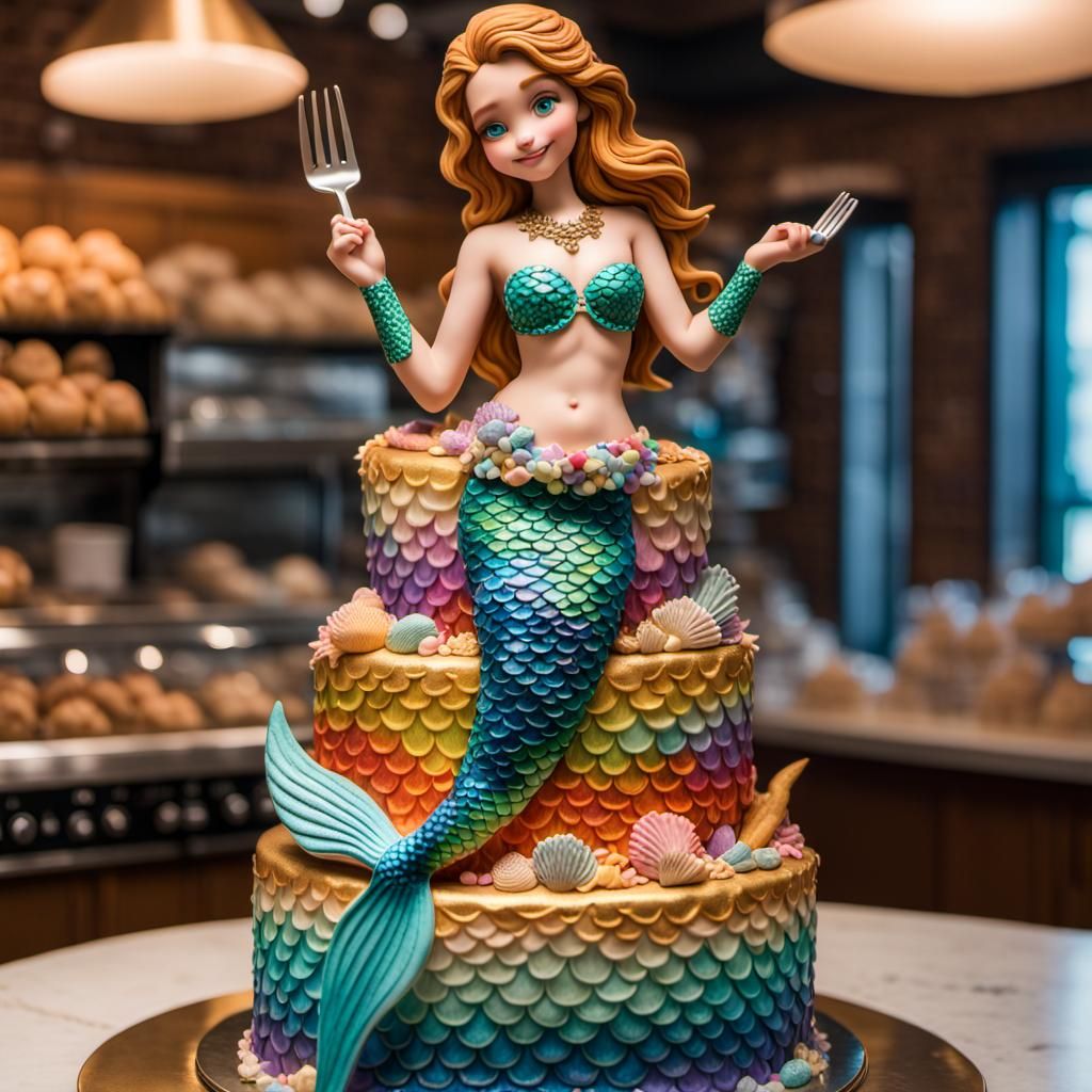 Mermaid Cake II - AI Generated Artwork - NightCafe Creator