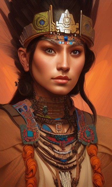 a portrait of a anthropomorphic an acient aztec warrior goddess - AI ...