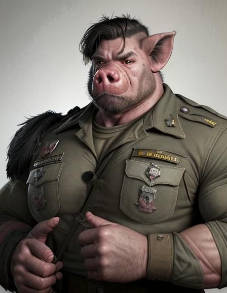 character creation, horror fantasy realism of a muscular man morphed ...