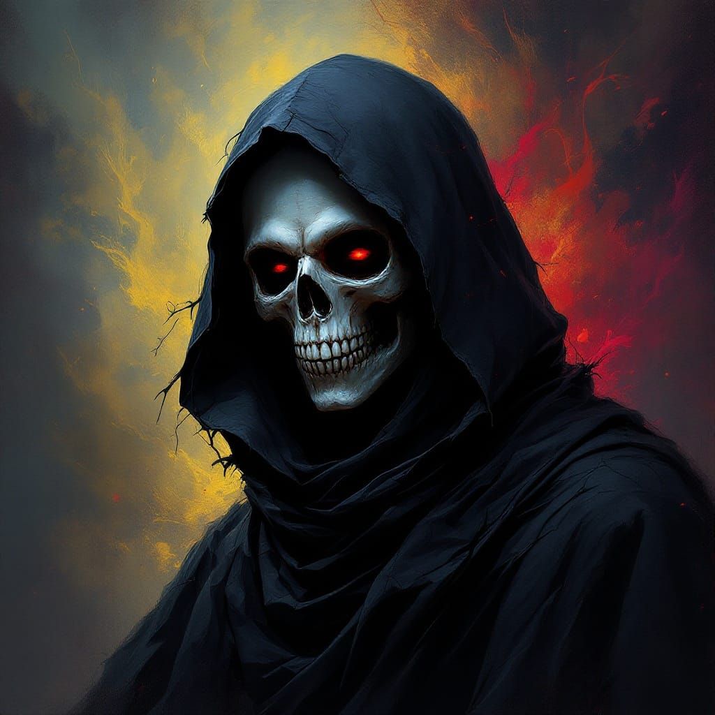 Surreal Portrait of the Grim Reaper's Hidden Beaut... - AI Art
