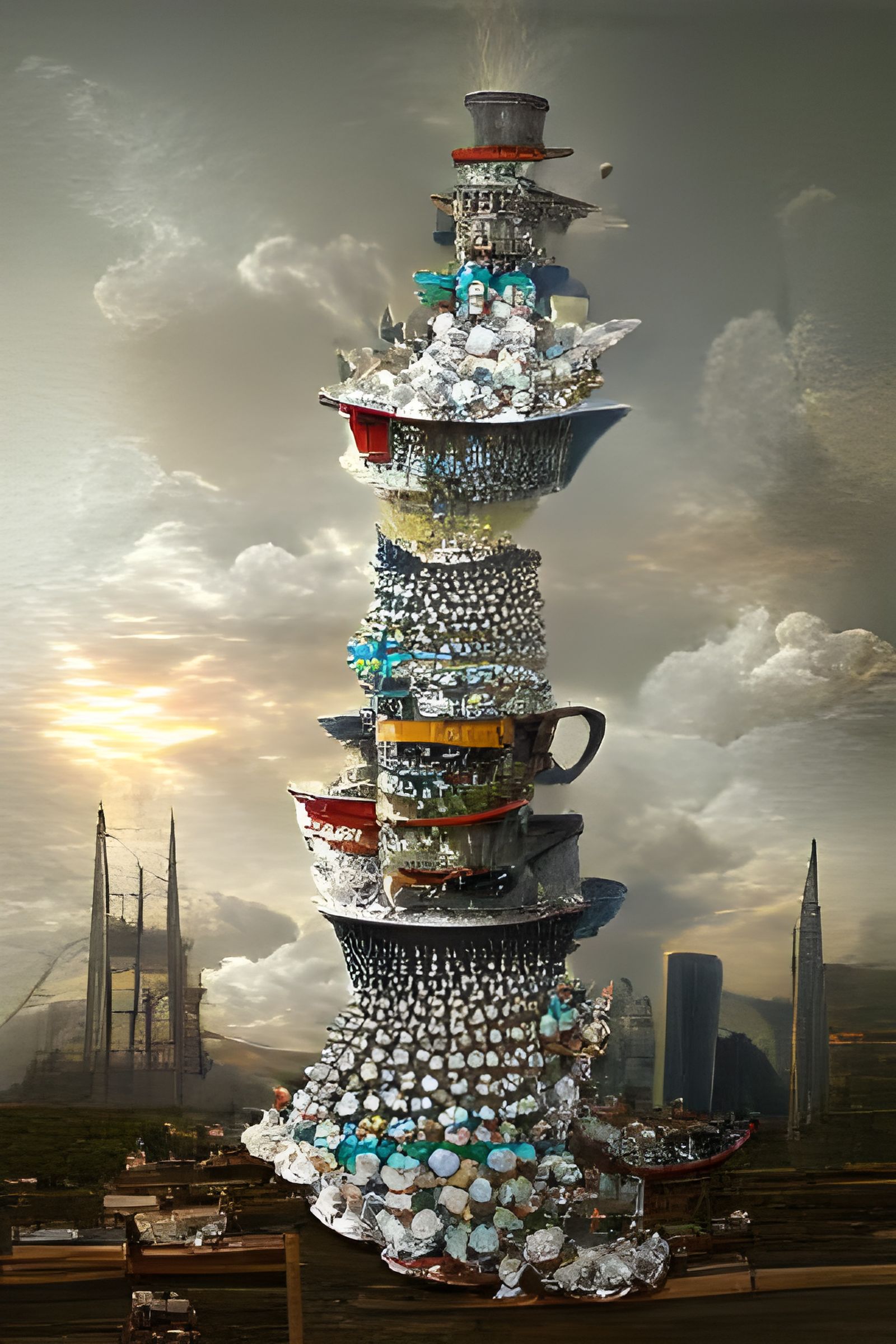 Teacup Tower - AI Generated Artwork - NightCafe Creator