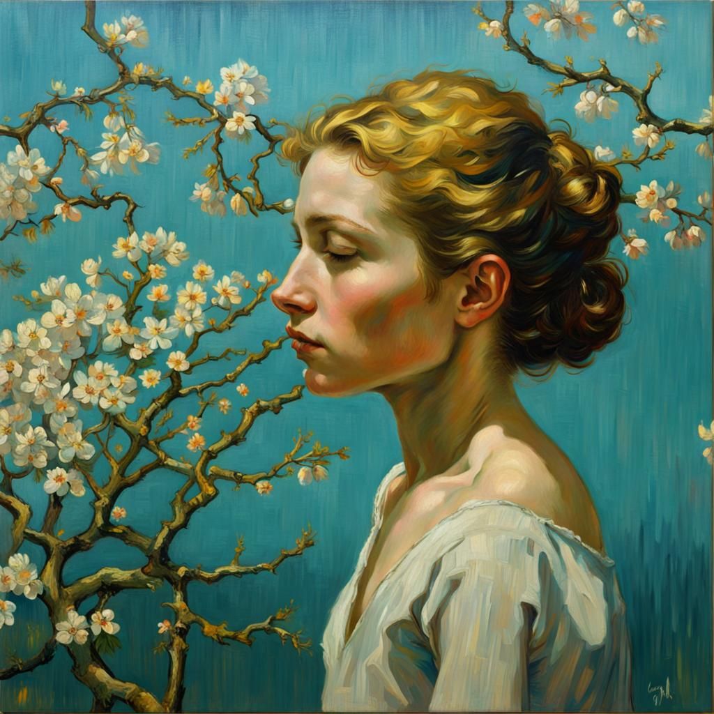 A girl daydreaming : art by Vincent Van Gogh and Henri Edmond Cross and Sean Yoro : dense but ...