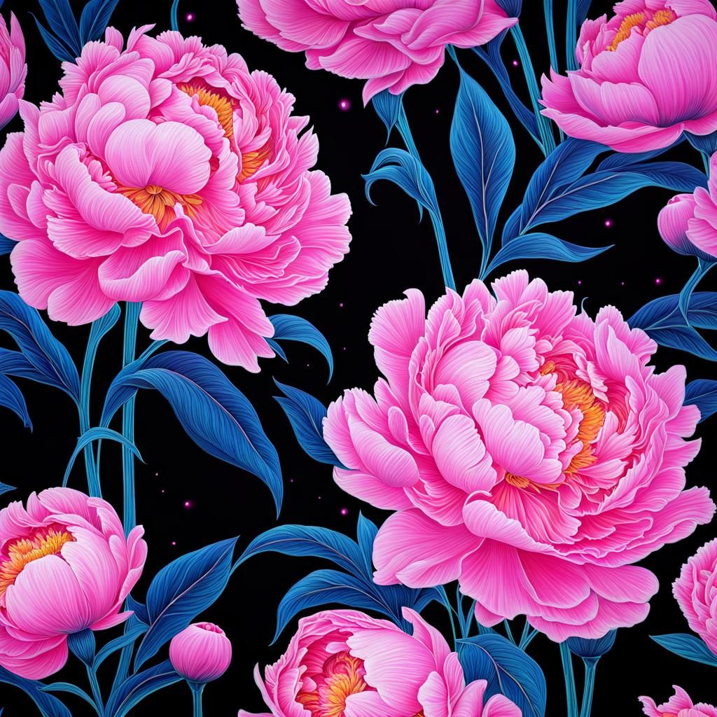 Pink peonies pattern - AI Generated Artwork - NightCafe Creator