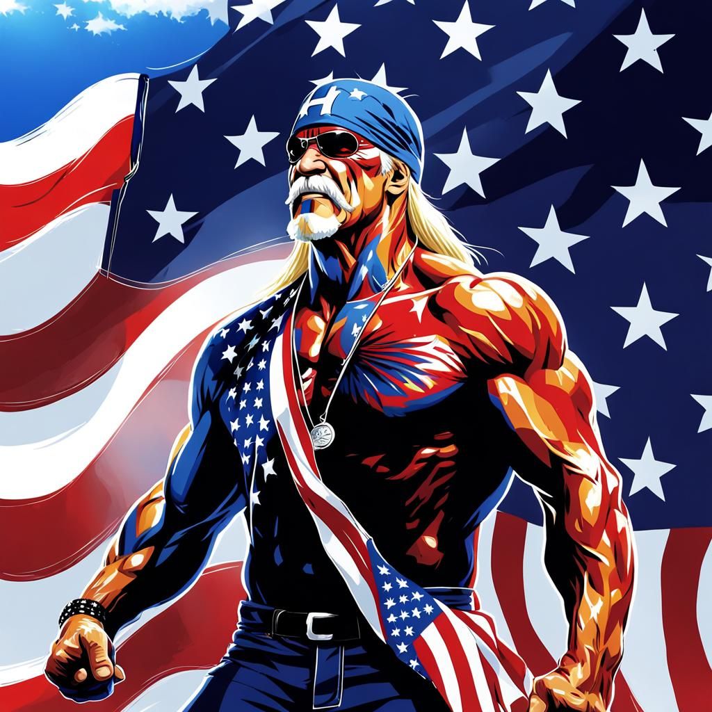 Hulk Hogan American Flag - AI Generated Artwork - NightCafe Creator