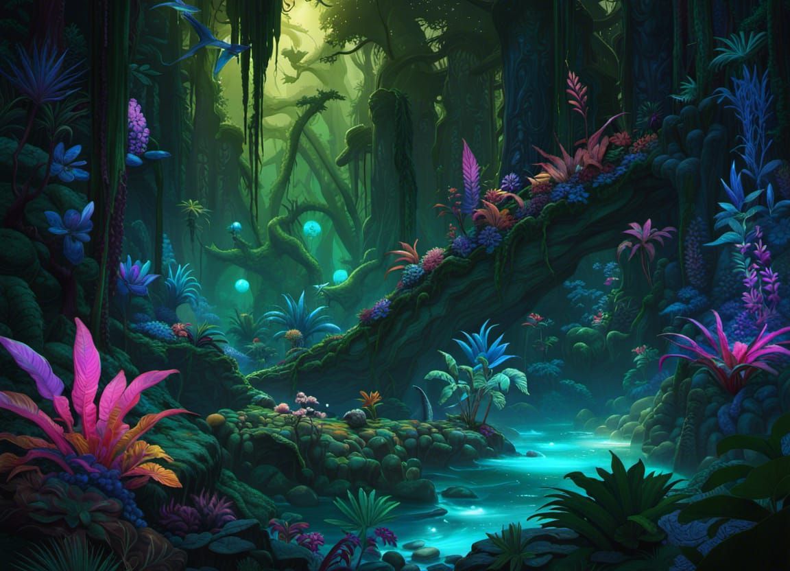 Alien Jungle Glow - AI Generated Artwork - NightCafe Creator