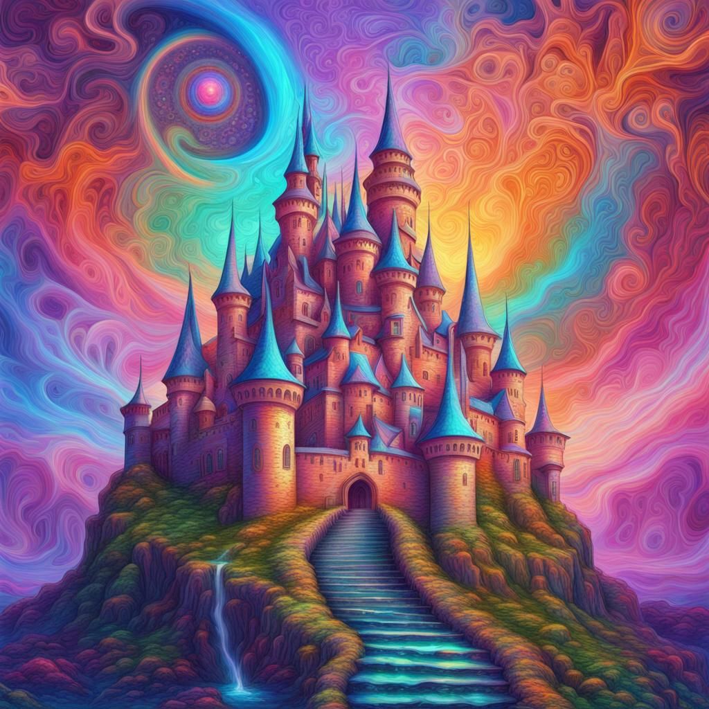 Psychedelic fantasy castle - AI Generated Artwork - NightCafe Creator
