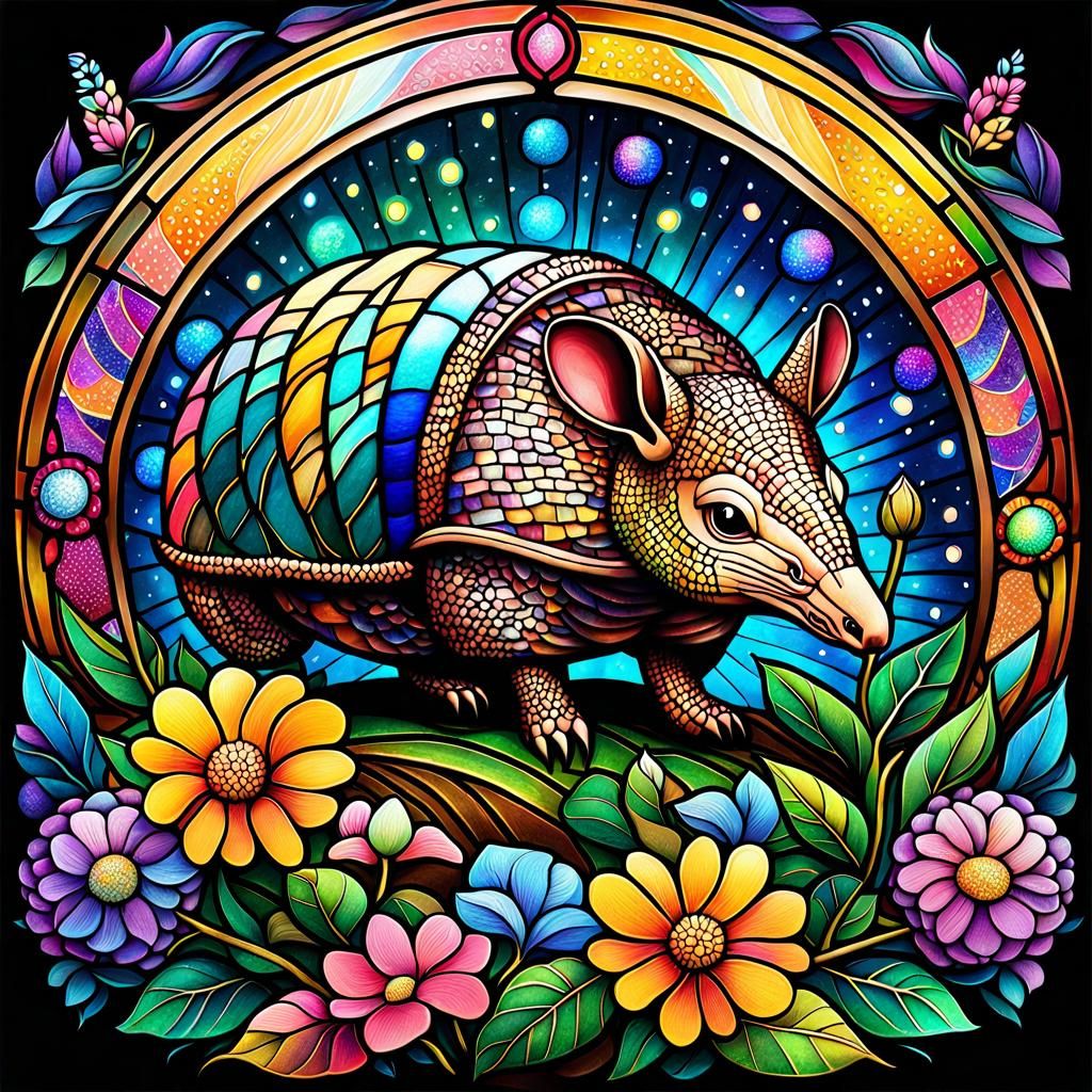 stained glass armadillo - AI Generated Artwork - NightCafe Creator
