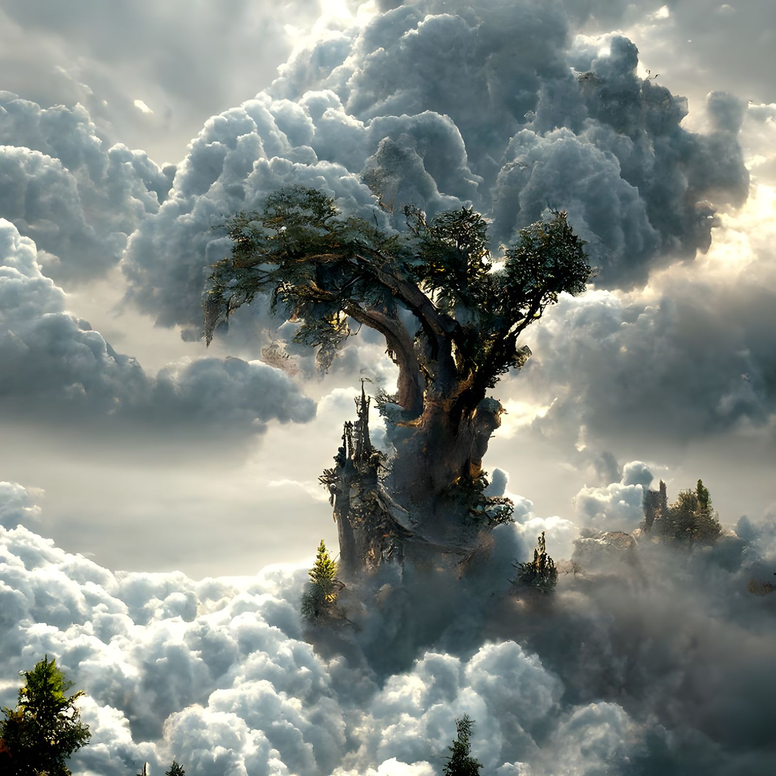Tree made of clouds Epic cinematic brilliant stunning intricate ...