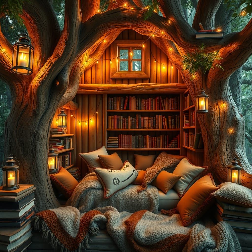 Cozy tree house library :p - Enchanted Treehouse Library San...