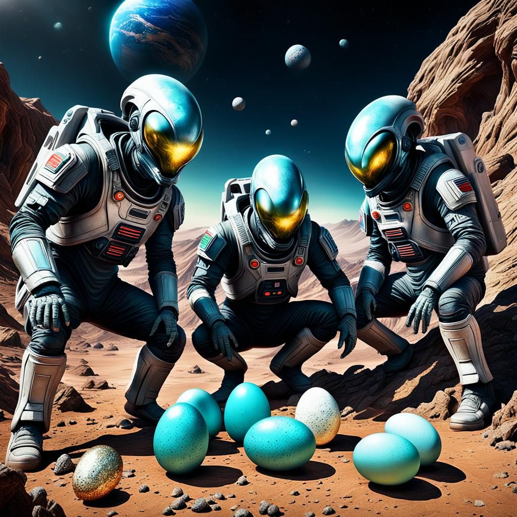 Alien Egg Hunting - AI Generated Artwork - NightCafe Creator