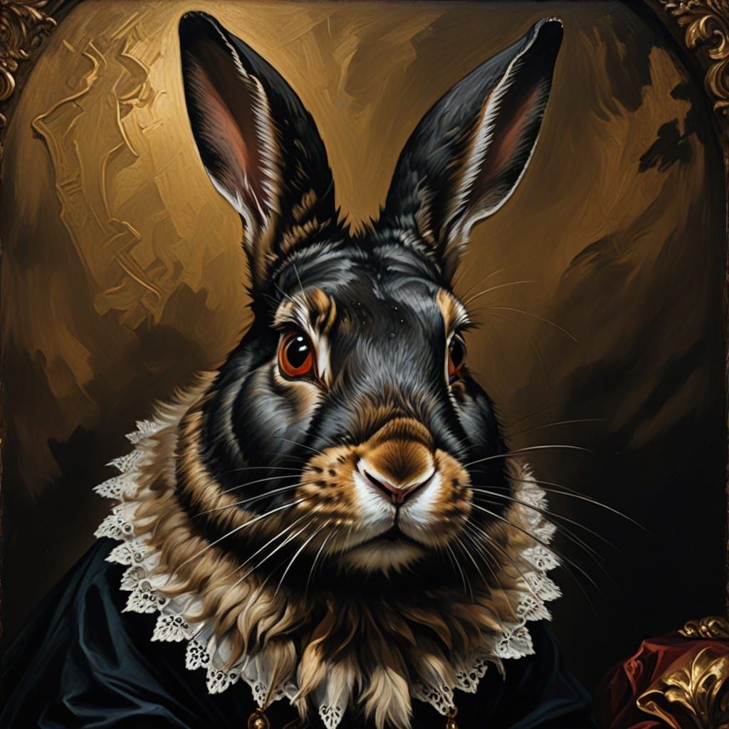 Mysterious Rabbit in Dramatic Chiaroscuro - AI Art