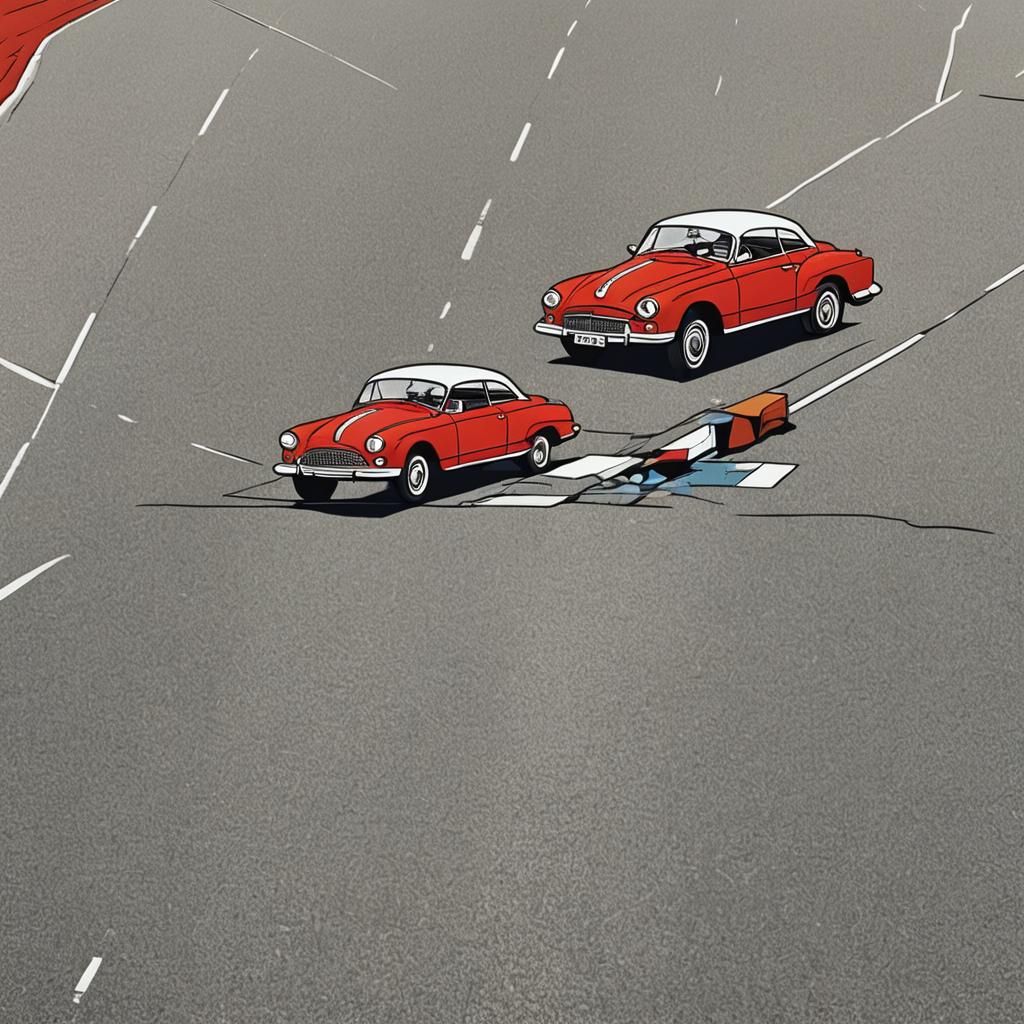 Women in a red car on a road by Roy lichtenstein - AI Generated Artwork ...