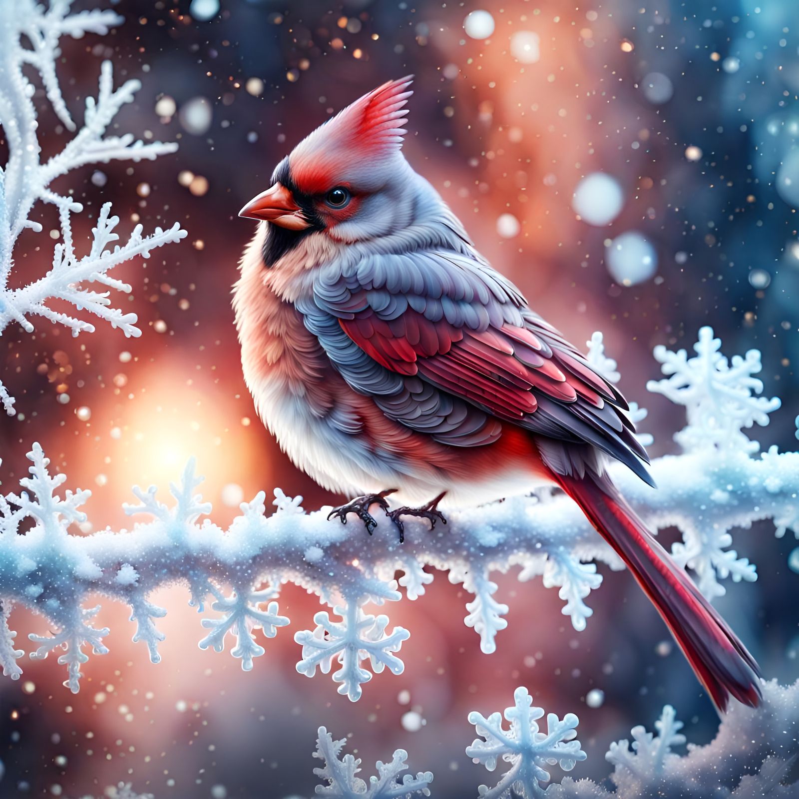 Winter cardinal - AI Generated Artwork - NightCafe Creator