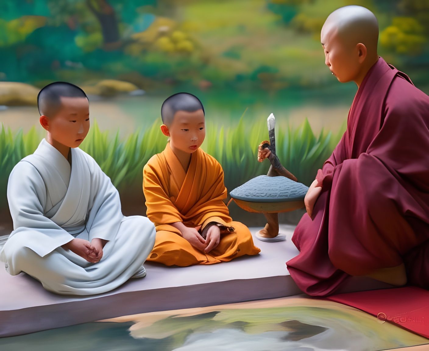 Two Little Monks Teaching Their Master About The Wisdom of Innocence ...