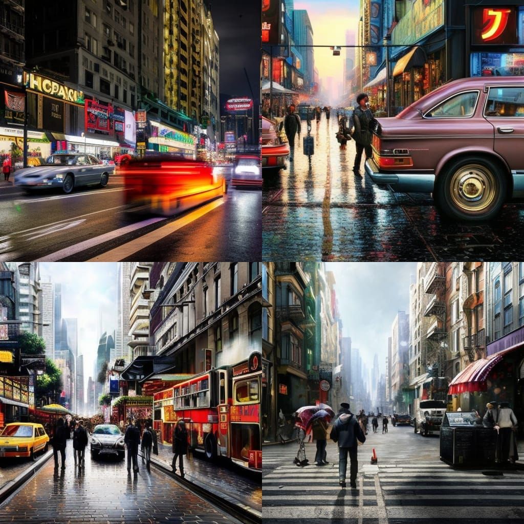 intricately detailed incredibly urban everyday life on the streets ...