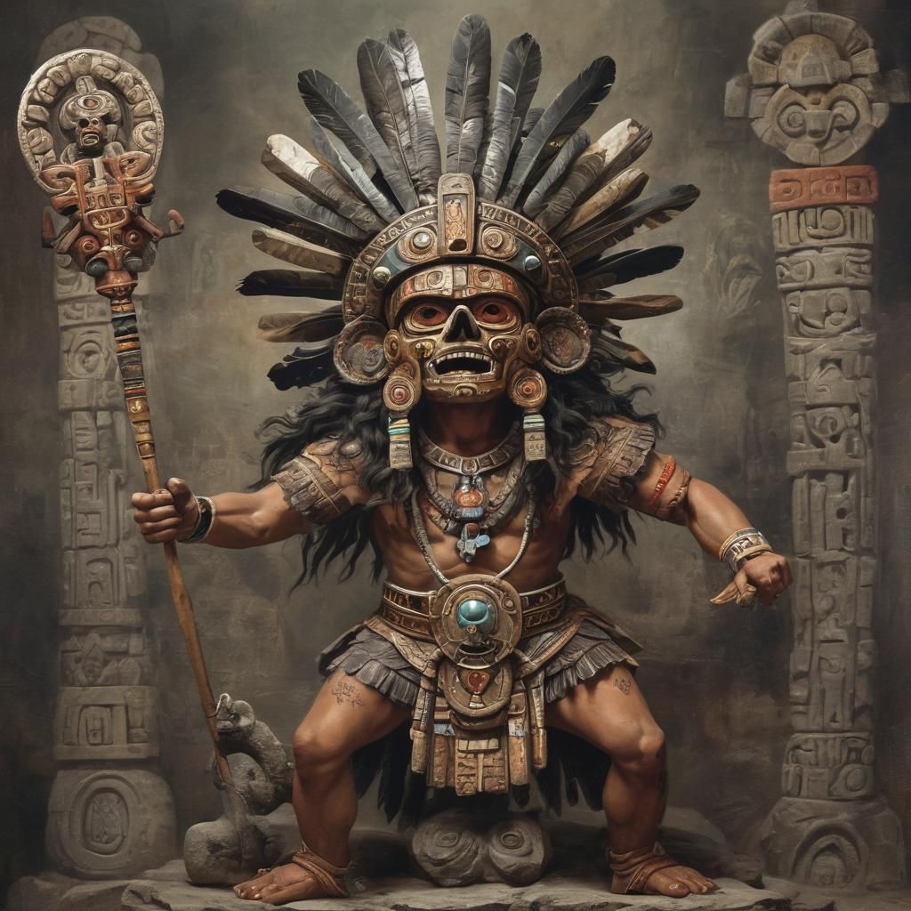 aztec god Mictlanteuctli, lord of the underworld, mictlan - AI ...