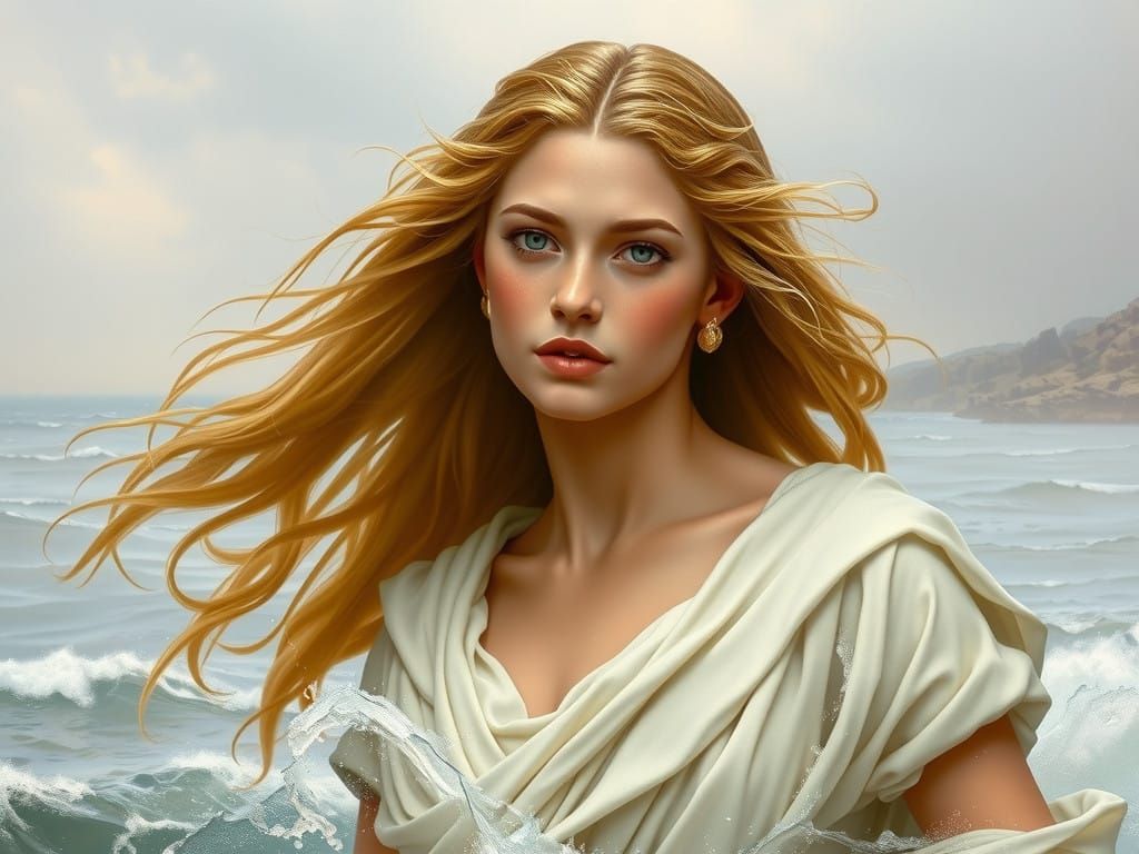 "Venus" Greek Goddess, Emerging From The Sea Foam. Style: Neoclassical